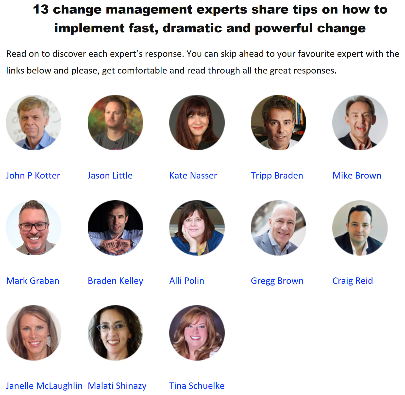 13 Change Management Experts Share Their Tips | Human-Centered Change ...